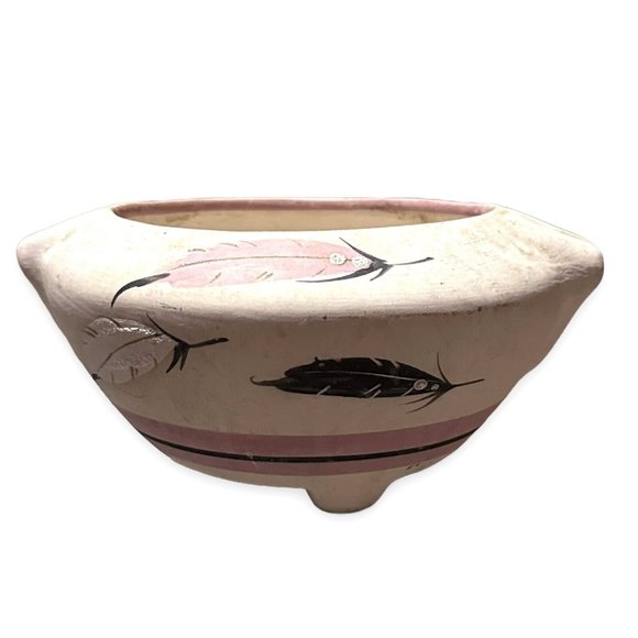 Accents | Feather Footed Native American Pottery Bowl Three Feathers ...